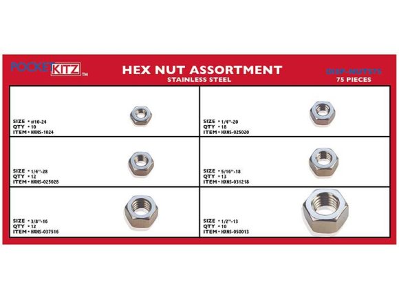 Hex Nut Assortment SS 75pc