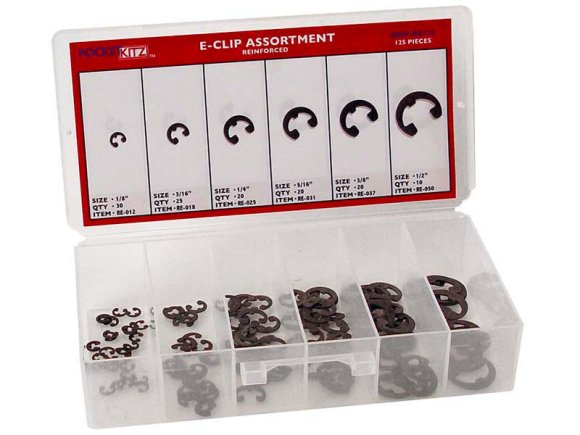 Retaining Ring Reinforce E Clip Assort 125pc
