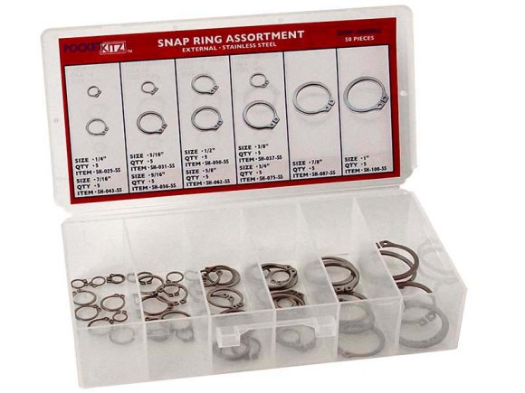 Retaining Ring External Stainless Steel Assort 50pcs