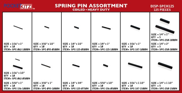 Coiled Spring Pin Assortment PL HD 125pc
