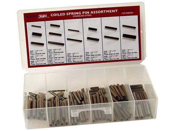 Coiled Spring Pin Assortment SS PV 125pc