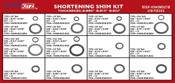 Shortening Shim Assort 270pc