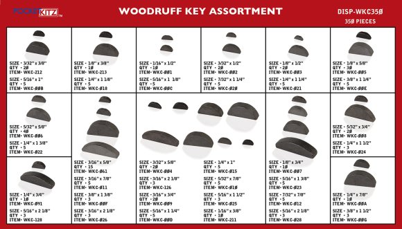 Woodruff Key Assortment Carbon Steel Plain 354 Piece
