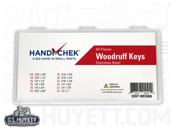 Woodruff Key Assortment Stainless Steel Plain 60 Piece