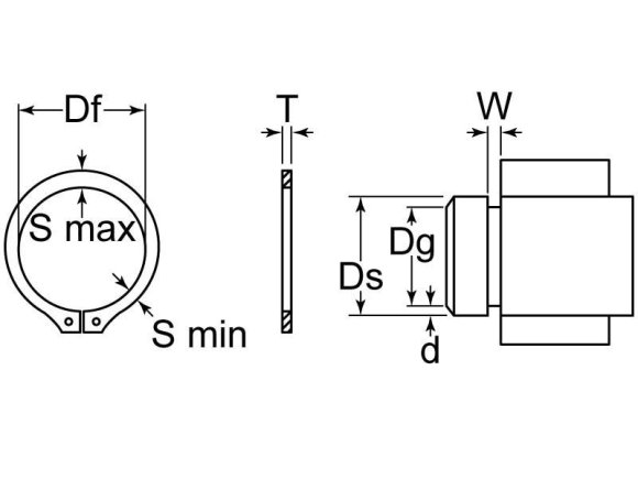 Snap Retaining Ring External M30 Steel Phos ANSI B27.7-3CM1