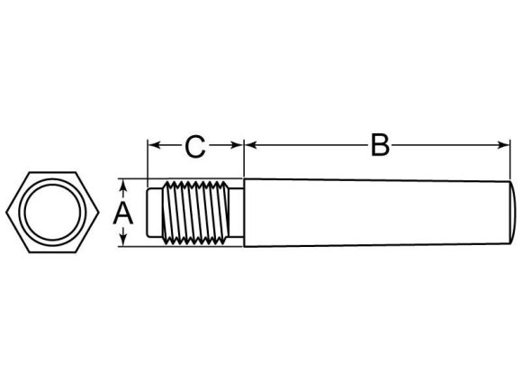 Taper Pin Threaded Ext #10 x 3-3/4 Stainless Steel w Nut