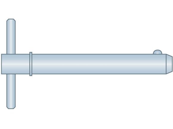 Detent Pin 5/8 x 3-1/2 Shoulder Stop T-Handle Carbon Steel Zinc Clear