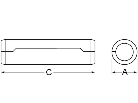 Dowel Pin Ground Hollow M6 x 12 Low Carbon Steel