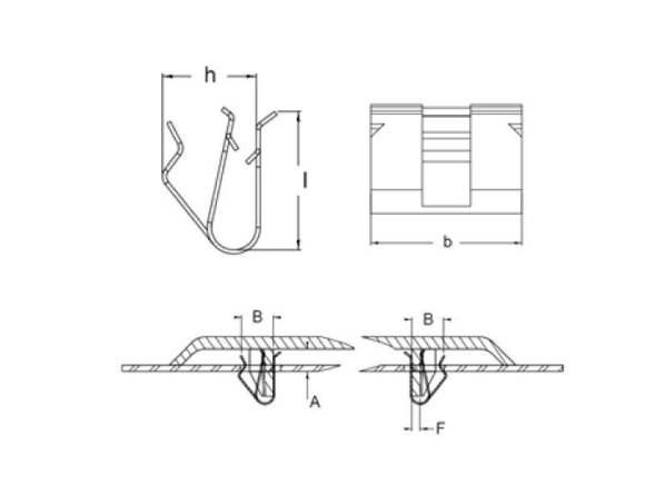 Trim Clip Single-Side Rib Thk 0.04-0.09 P.O