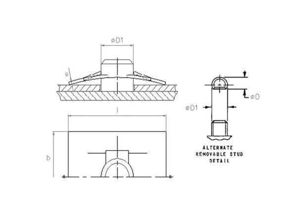 Tinnerman Push-On Rect Stud Size .309 L .645 Plain