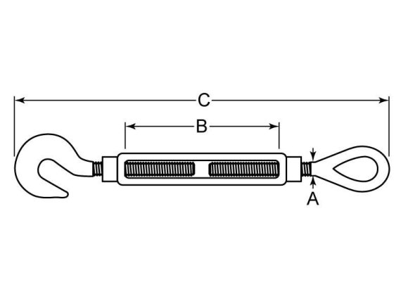 Turnbuckle, Hook X Eye, 5/16 X 4 1/2, CS, Hot Dipped Galv