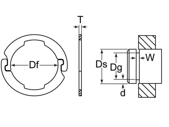 Interlocking External Shaft Ring 2-1/2" Spring Steel Phos