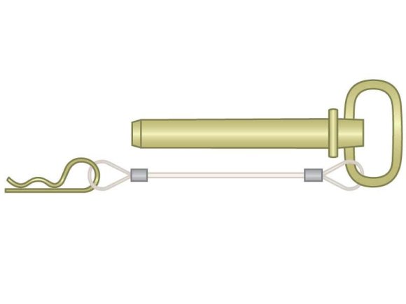 Hitch Pin 1/2x5-3/4 Round Handle Zinc Yellow w/ Lanyard/Clip