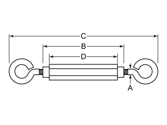 Turnbuckle Eye x Eye 1/4-28 x 8 CB Galvanized