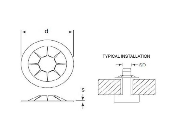 Tinnerman Pushnut M6 Stud M13.5 OD ZM3
