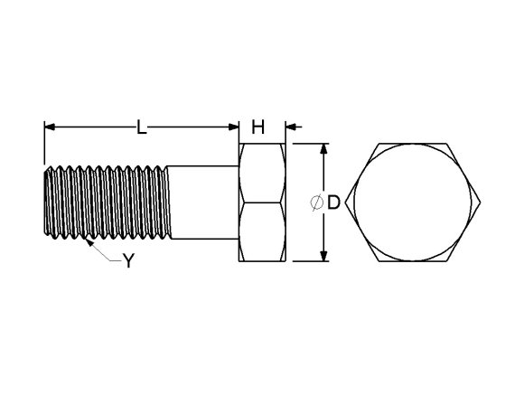 Hex Head Bolts 5/8-11 x 3-1/4 in A307 B Steel