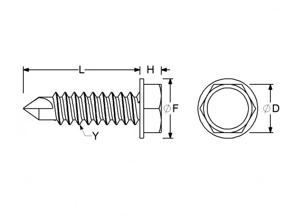 Flange Hex Sheet Metal Screws #8-15 x 2 in Steel ZC3