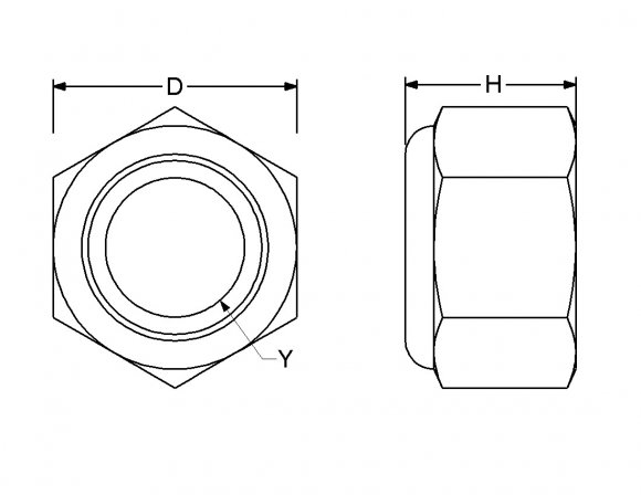 Nylon Insert Lock Hex Nuts 3/8-16 x 17/64 in 18-8 SS