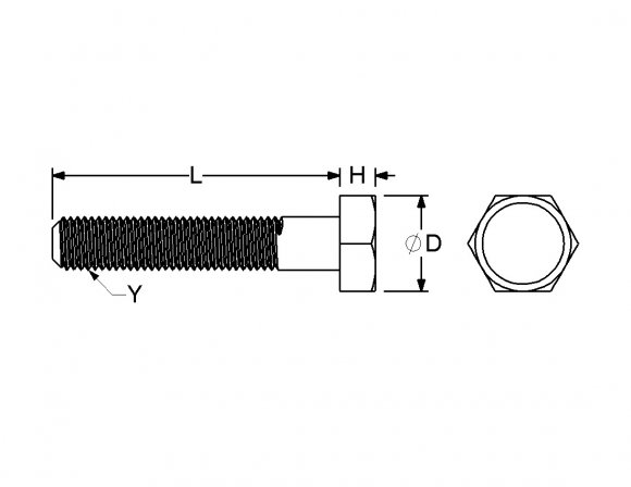 Hex Head Bolts 1-8 x 7 in A307 B Steel