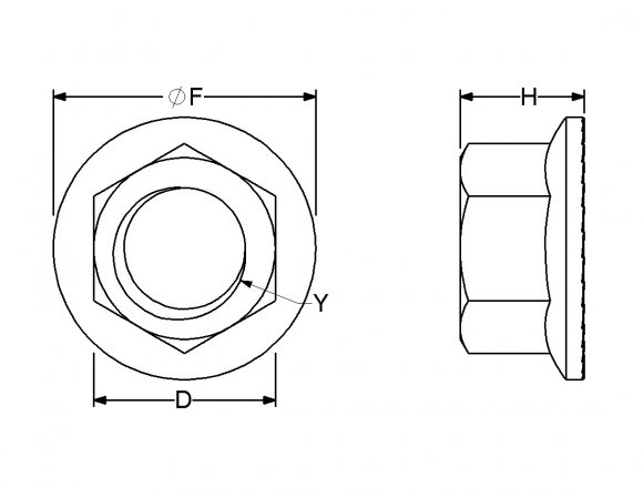 Flange Hex Nuts M10 x 1.5 x 9.8 DIN 6923 10 Steel