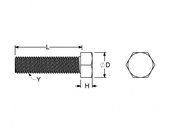 Hex Head Cap Screws M30 x 3.50 x 200 DIN 933 8.8 Steel ZC3