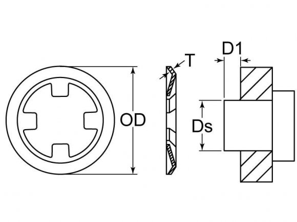 Push-On External Reinforced Retaining Ring 5/32 Steel Phos