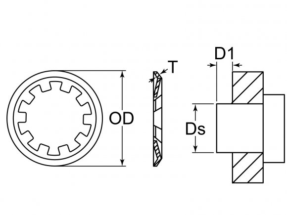 Push-On External Reinforced Retaining Ring 1/2 Steel ZY