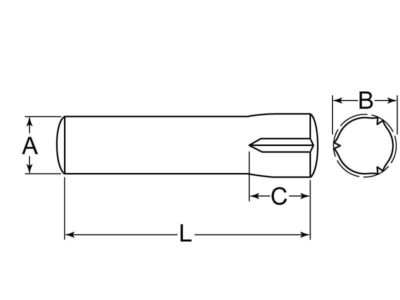Groove Pin 3/16 x 1-1/2 Type C Low Carbon Steel Zinc Clear