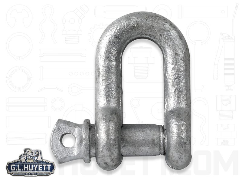 Shackle, Chain, 1/2, Screw Pin, 1045 Steel, Hot Dipped Galv