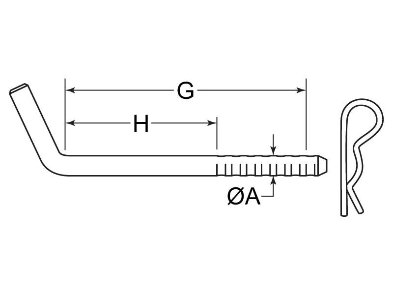 Adjustable Bent Pin 1/2 x 6 Stainless Steel with Bridge Pin