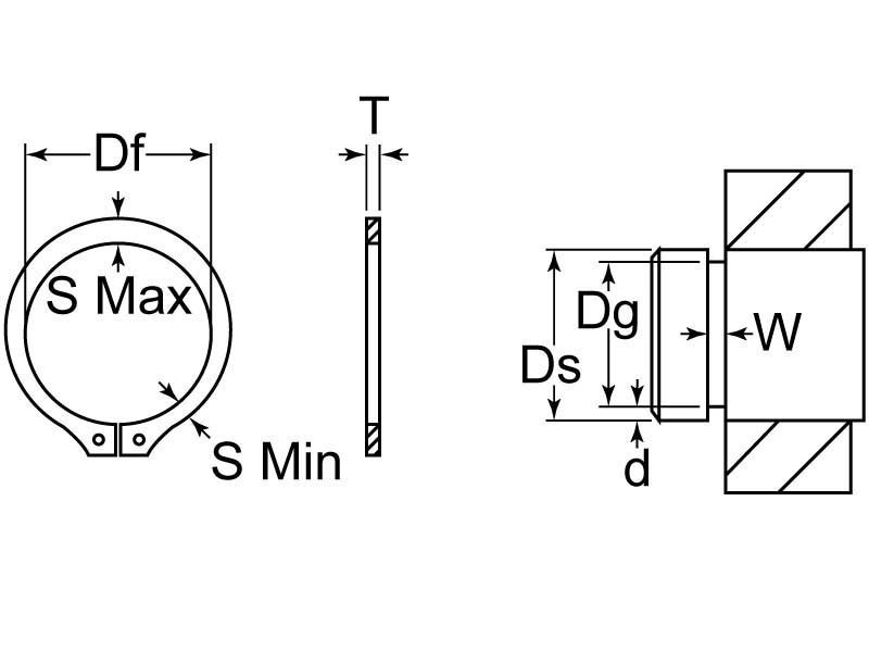 Snap Retaining Ring External 1/4 Stainless Steel