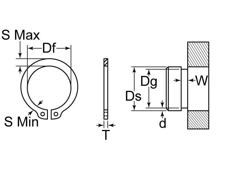 Snap Retaining Ring External Heavy Duty 63/64 Steel Phos