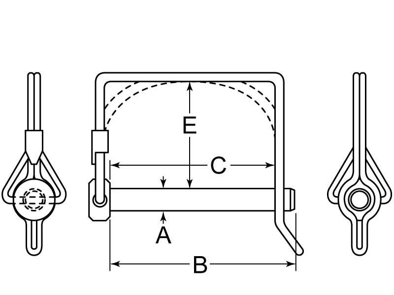 Snap Safety Pin Round Two Wire Tab Lock 1/4 x 1-3/4 Steel ZC