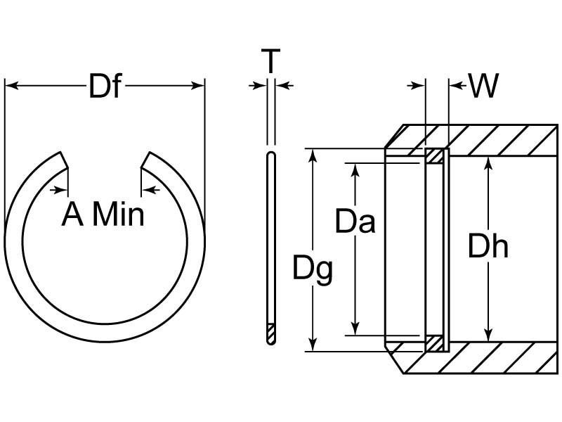Round Internal Retaining Ring M14 Spring Steel Phos