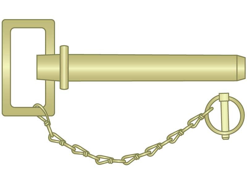 Hitch Pin Square Handle 1x7 Steel Zinc Yellow w/ Chain