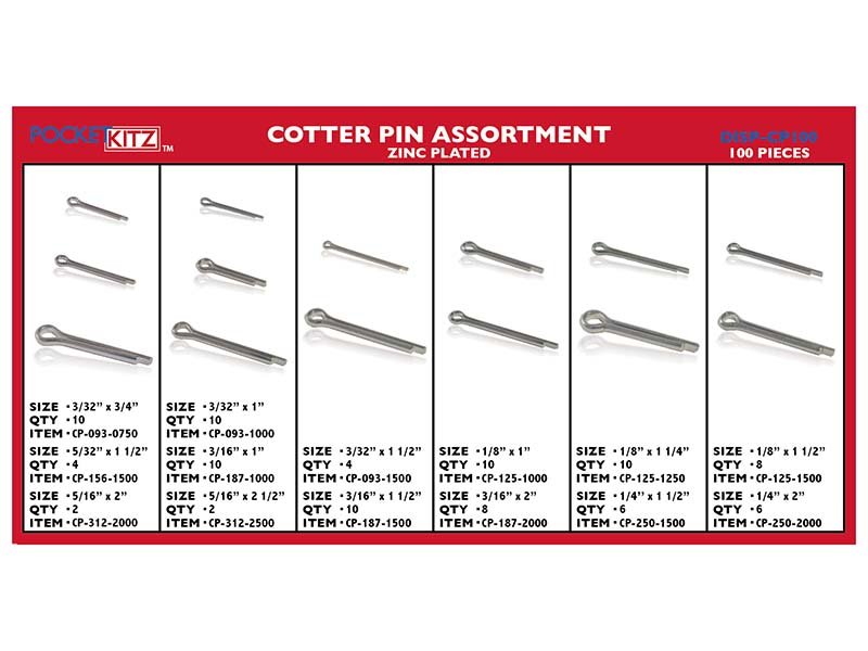 Cotter Pin Assortment CS ZC 100pc