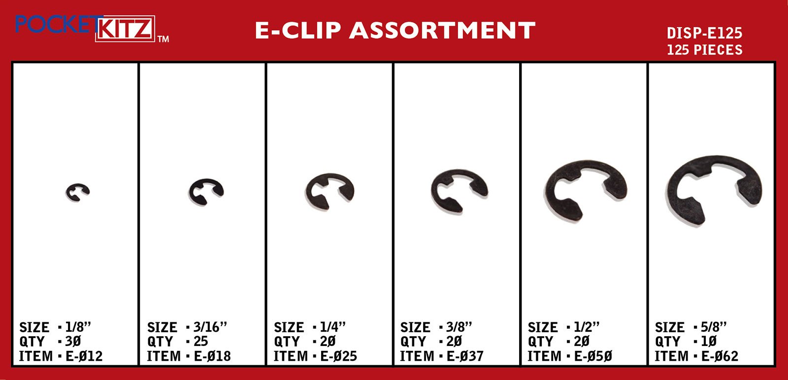 Retaining Ring E Clip Assort 125pc
