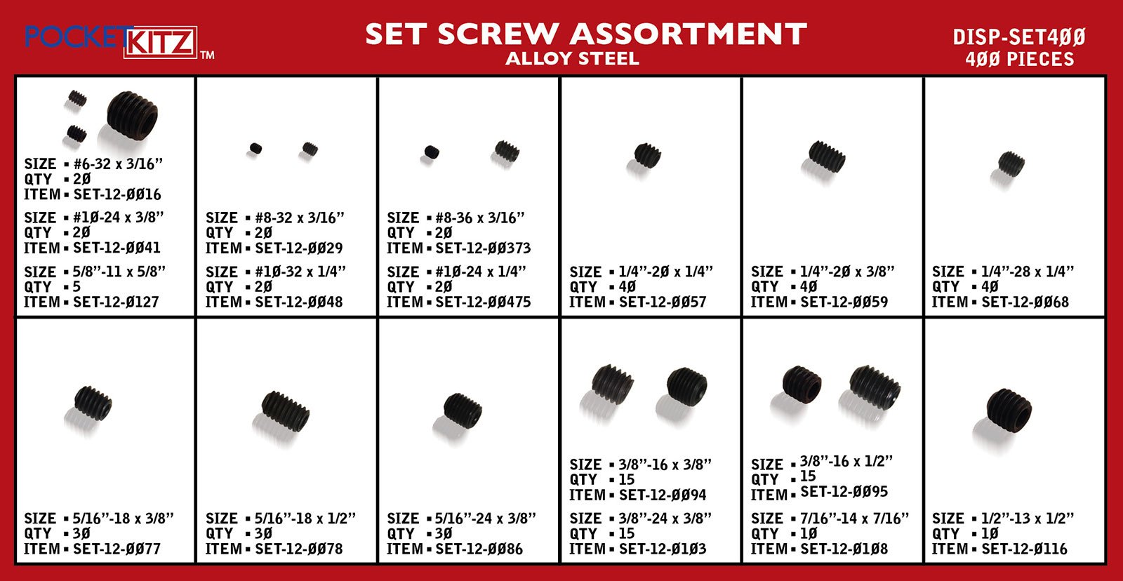 Set Screw Assortment 400pc