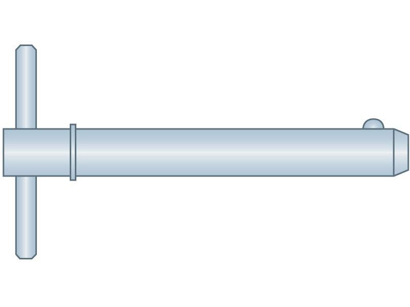 Detent Pin 5/8 x 3-1/2 Shoulder Stop T-Handle Carbon Steel Zinc Clear