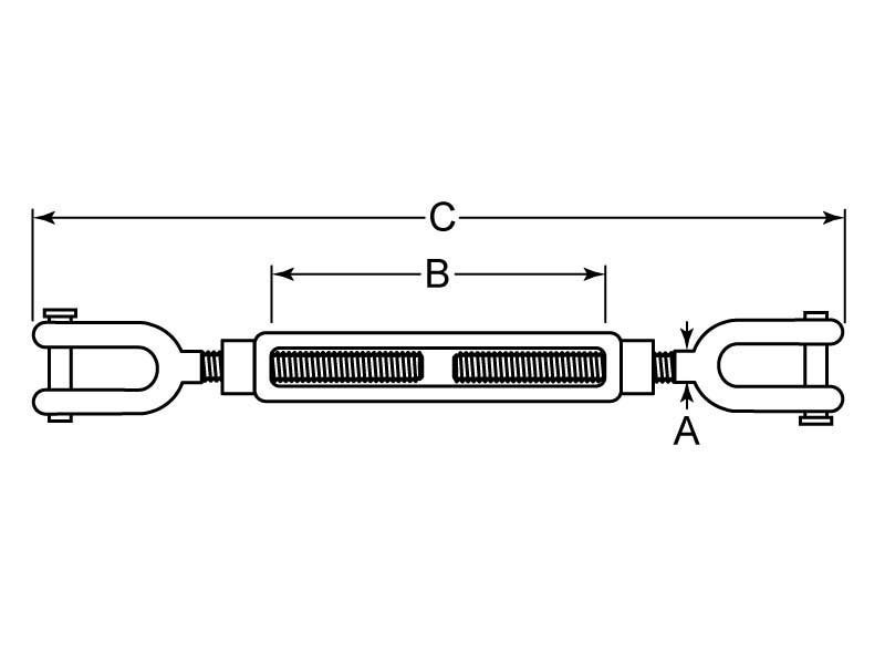 Turnbuckle, Jaw X Jaw, 1-1/2 X 24, CS, Hot Dipped Galvanized