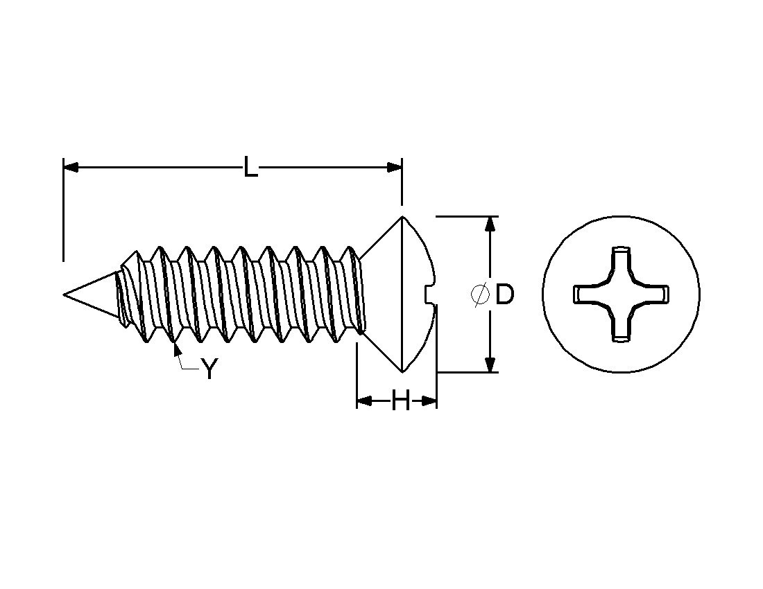 Oval Head Sheet Metal Screws #8-15 x 1-1/2 in Steel ZC3