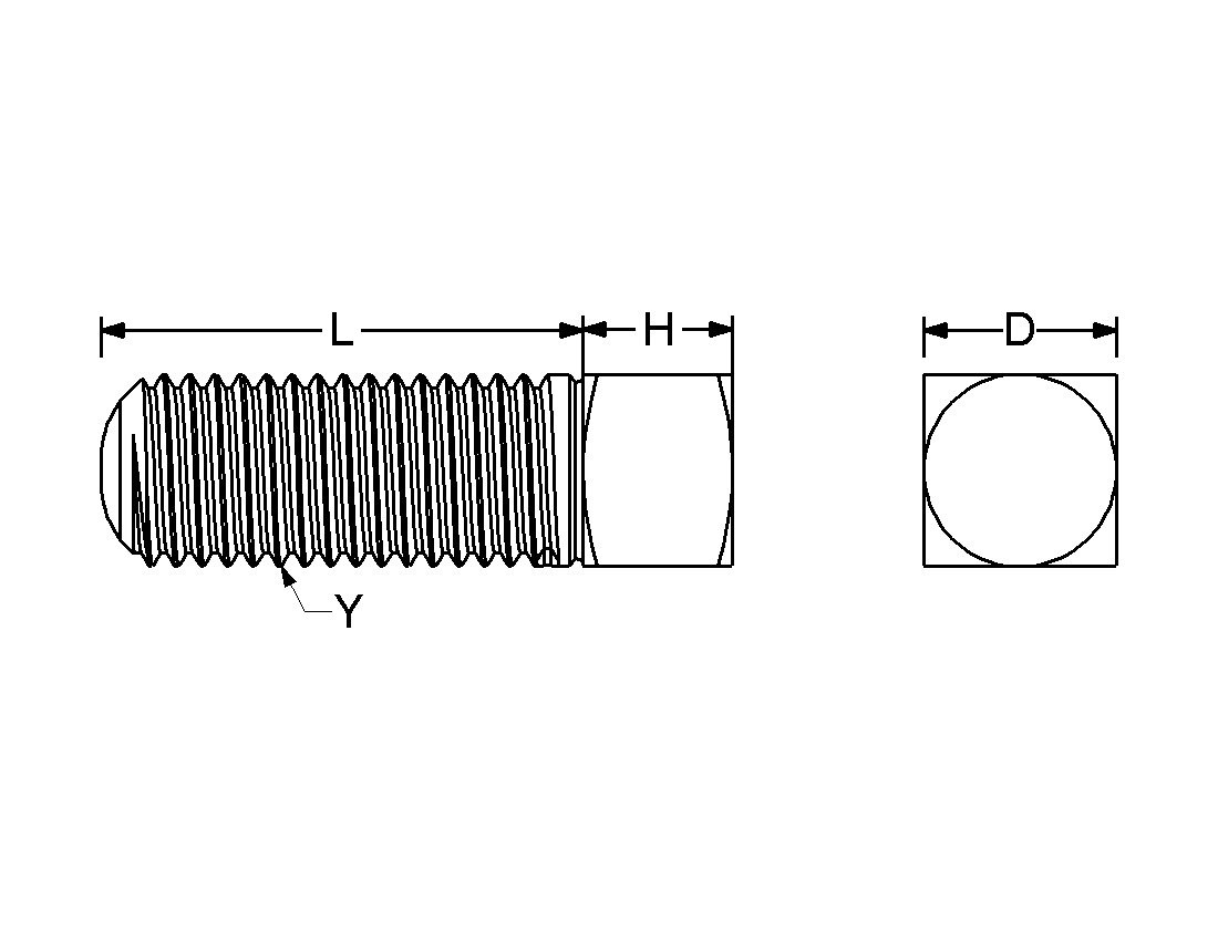 Square Head Set Screws 1/4-20 x 2 in Hard Steel