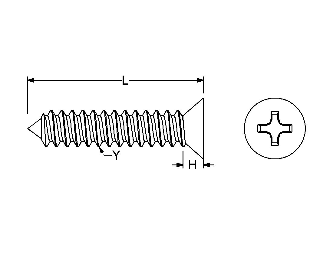 Flat Head Sheet Metal Screws #10-12 x 2-1/4 in 18-8 SS