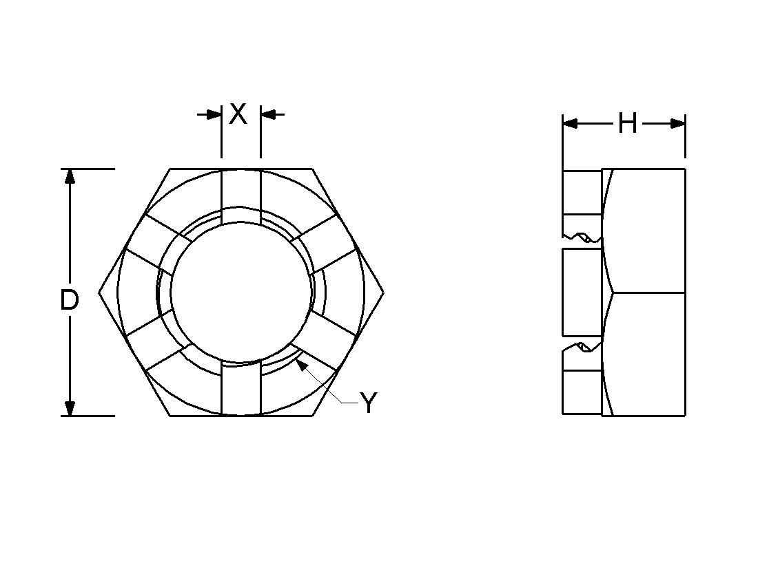 Slotted Lock Hex Nuts 3/4-16 x 41/64 in Steel ZC3