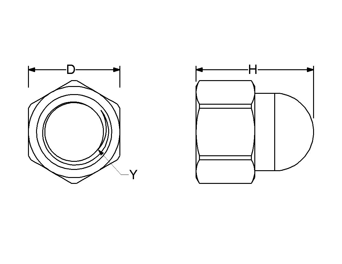 Round Cap Nuts 5/8-11 x 51/64 in Steel NickelPlated