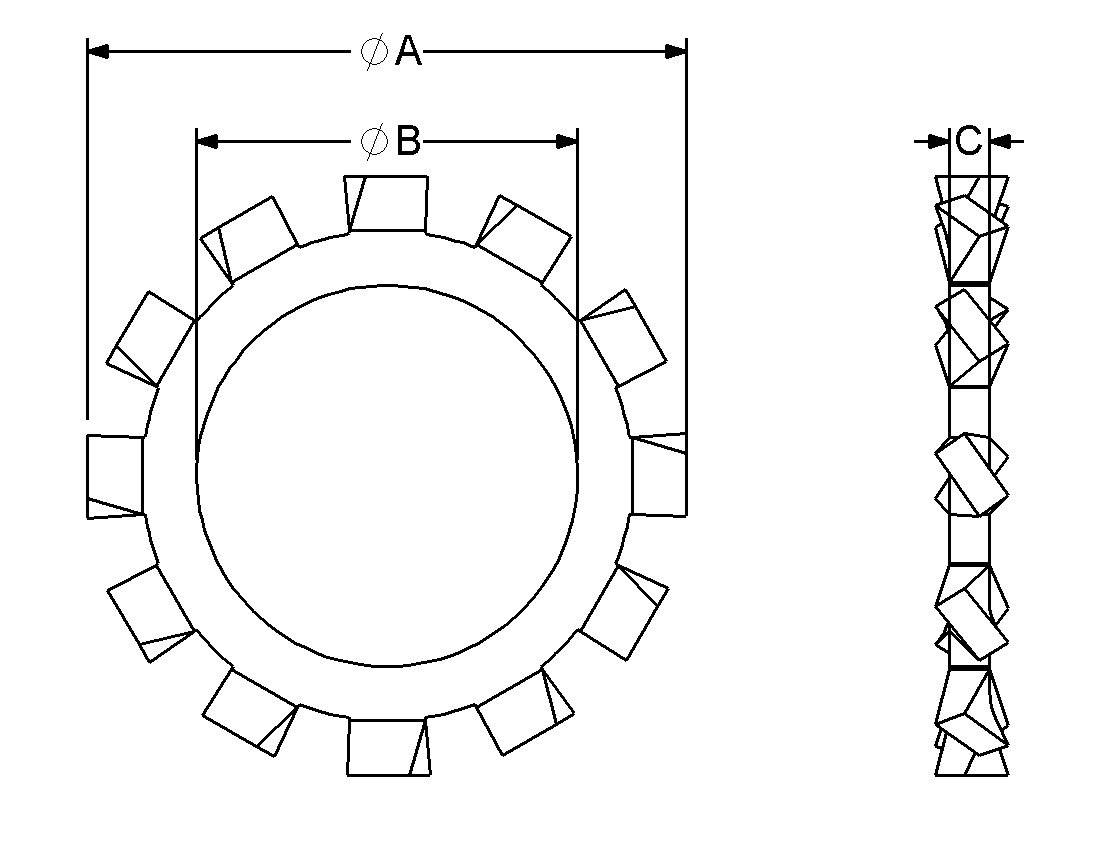 Toothed Lock Washers M16 x 25.7 18-8 SS