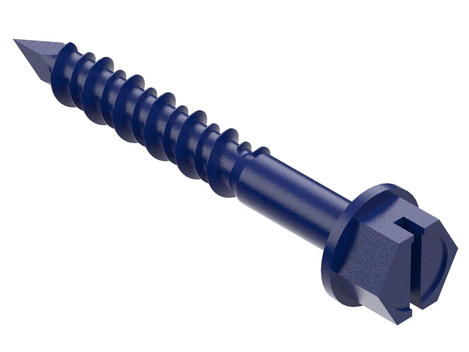 Flange Hex Concrete Screws 1/4 x 2-3/4 in Steel Blue