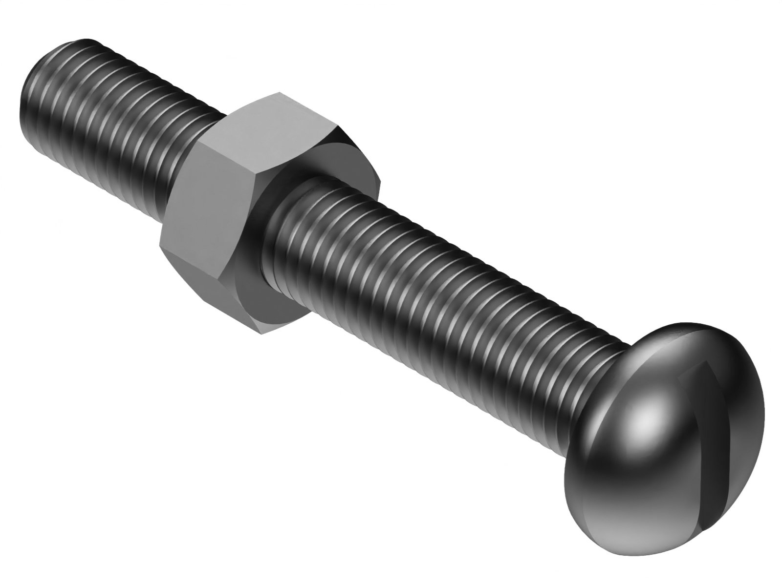 Round Head Machine Screws 3/16-24 x 3/4 in Steel ZC3