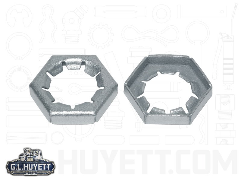 Lock-Nut Hex 9/16 Screw Size 3/8-32 9 Notch Zinc