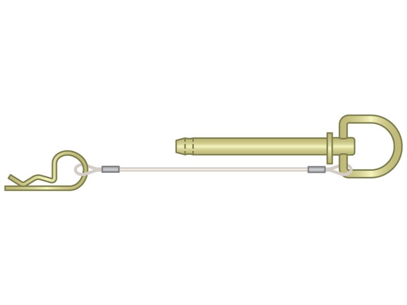 Hitch Pin 3/8 x 4 D-Shaped Handle Zinc Yellow w/ Lanyard/Clip